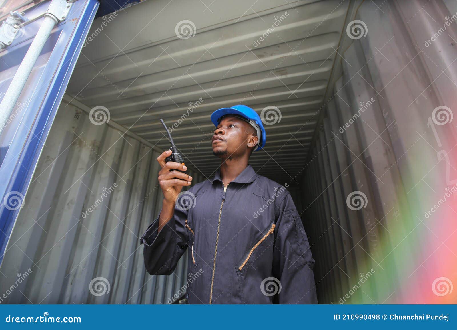 Supervisor Checking and Control Loading Containers Box from Cargo at ...