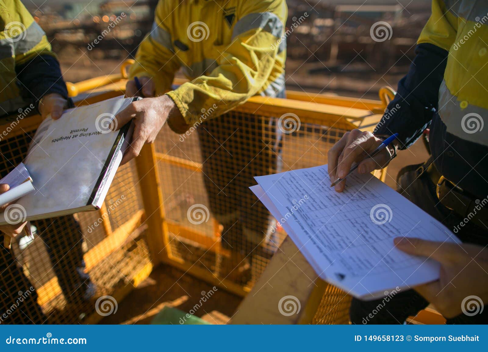 Supervisor Checking before Sigh of Working at Height Permit JSA Risk ...