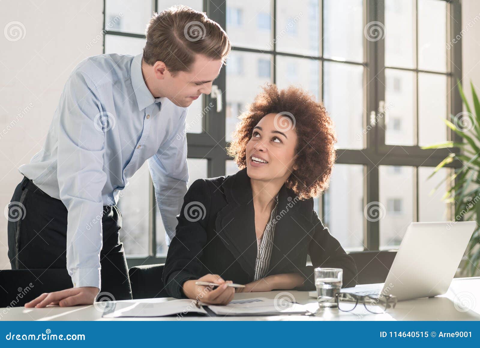 Supervisor Checking Statistics and Explaining the Results Stock Image ...