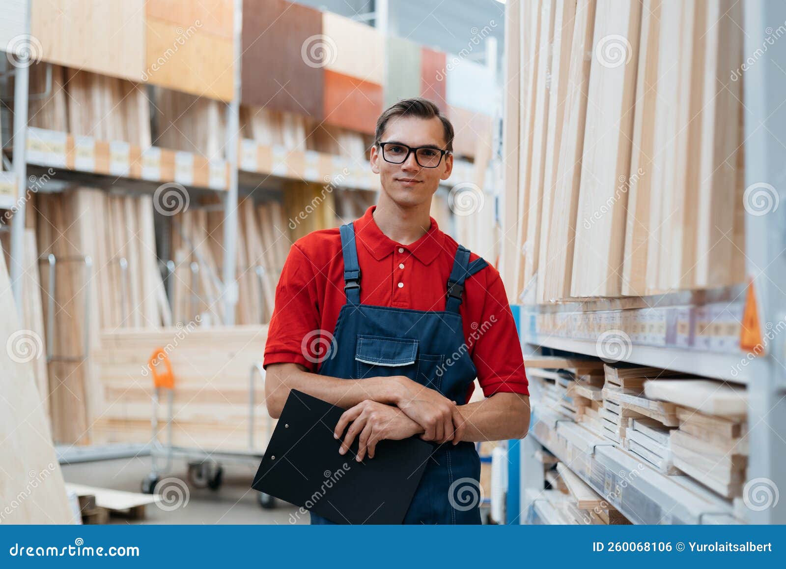 Supervisor with a Clipboard Standing in the Warehouse of a Flooring ...
