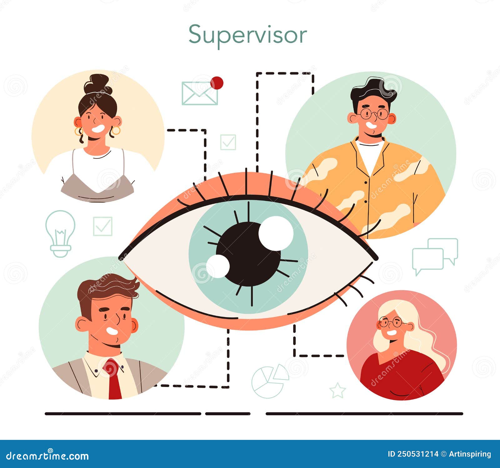 Supervisor Concept. Manager Guiding Employees with Their Task Stock ...