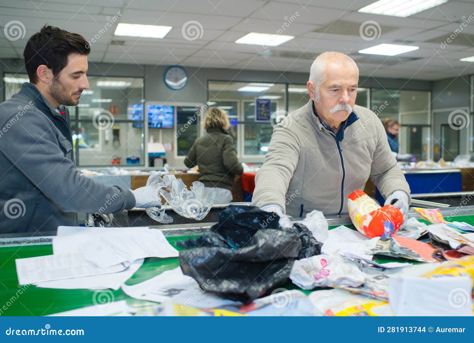 Supervisor and Coworkers Walking in Industrial Interior Stock Photo ...