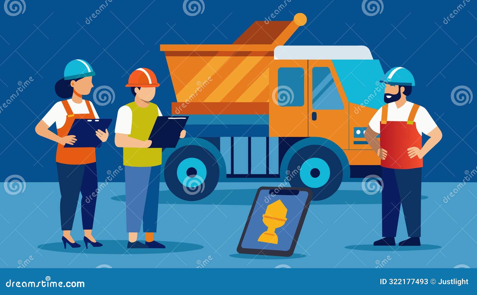 A Supervisor Documenting Inspection Findings on a Tablet while a Team ...