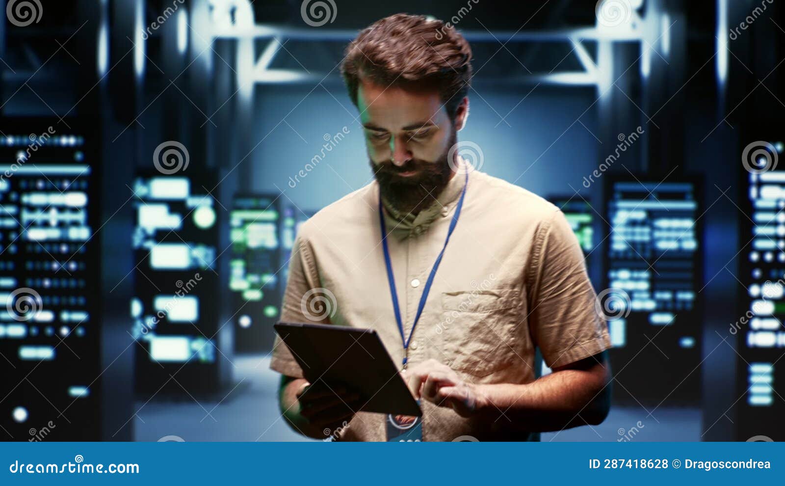 Supervisor in Server Routine Inspection Stock Footage - Video of engineer, data: 287418628