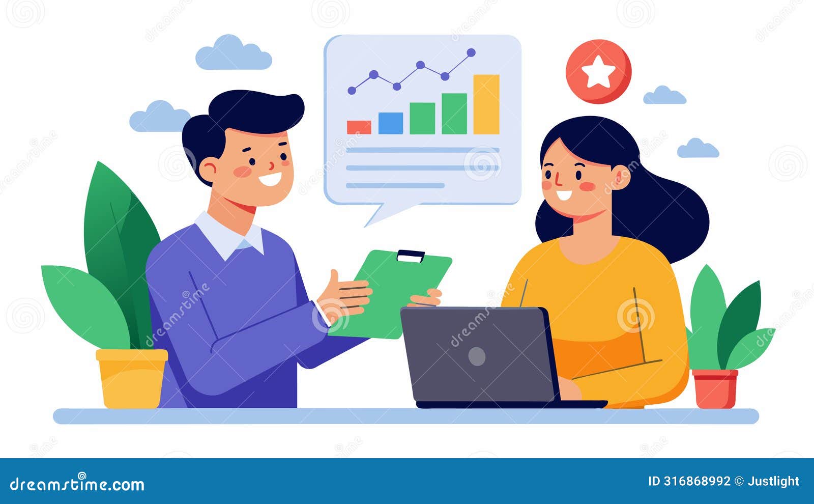 A Supervisor and Employee Having a Performance Review Using ...