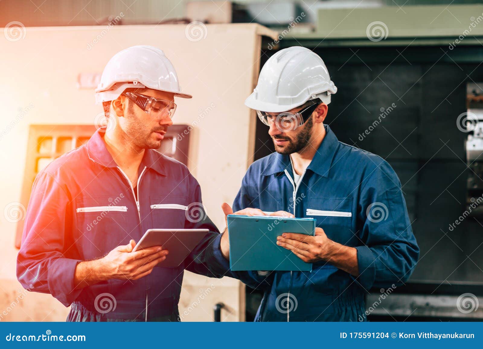 Supervisor Engineering Team Working Together in Heavy Industry, Check ...