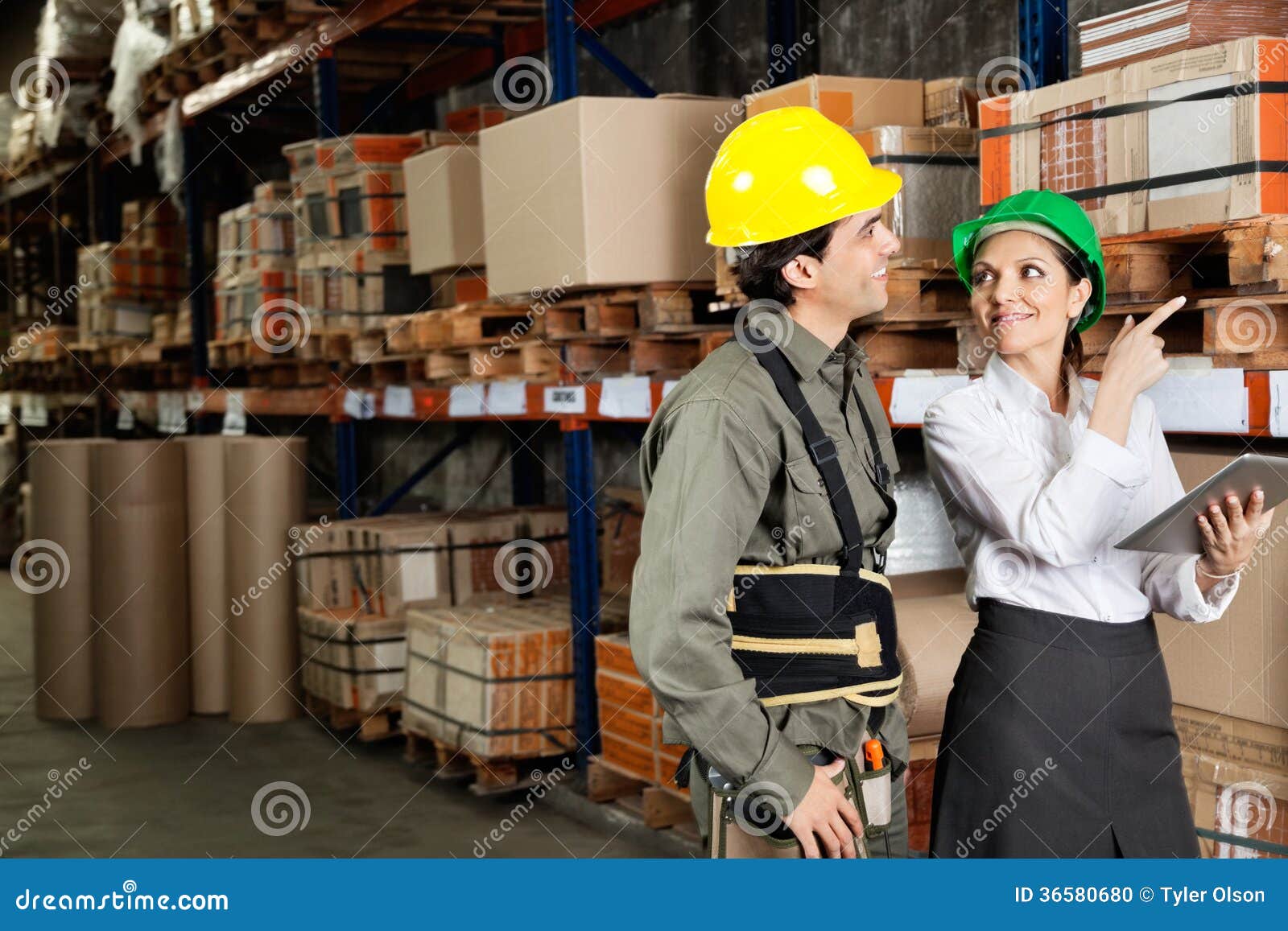 Supervisor with Foreman Pointing at Stock on Stock Photo - Image of ...