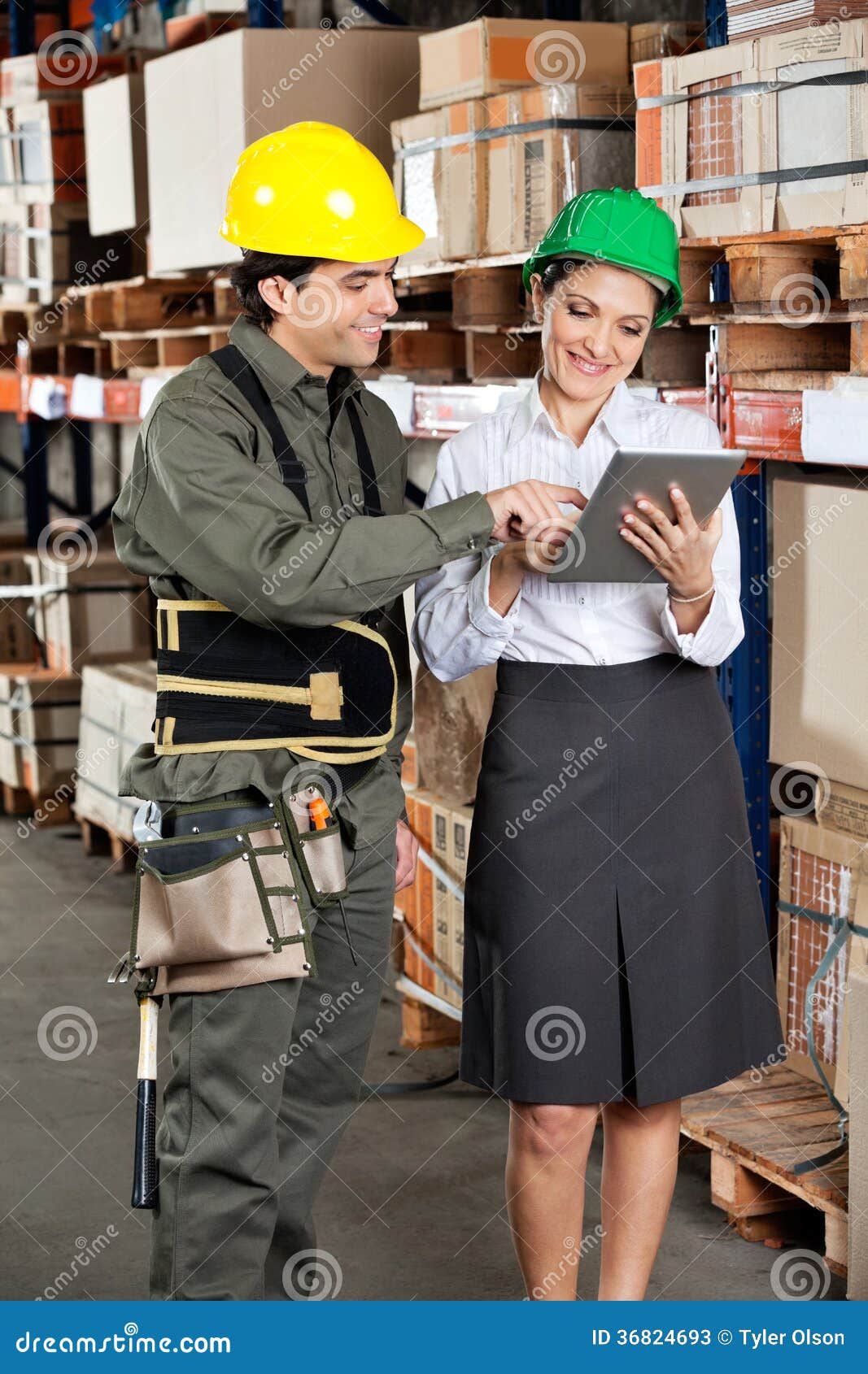 Supervisor and Foreman Using Digital Tablet at Stock Image - Image of ...
