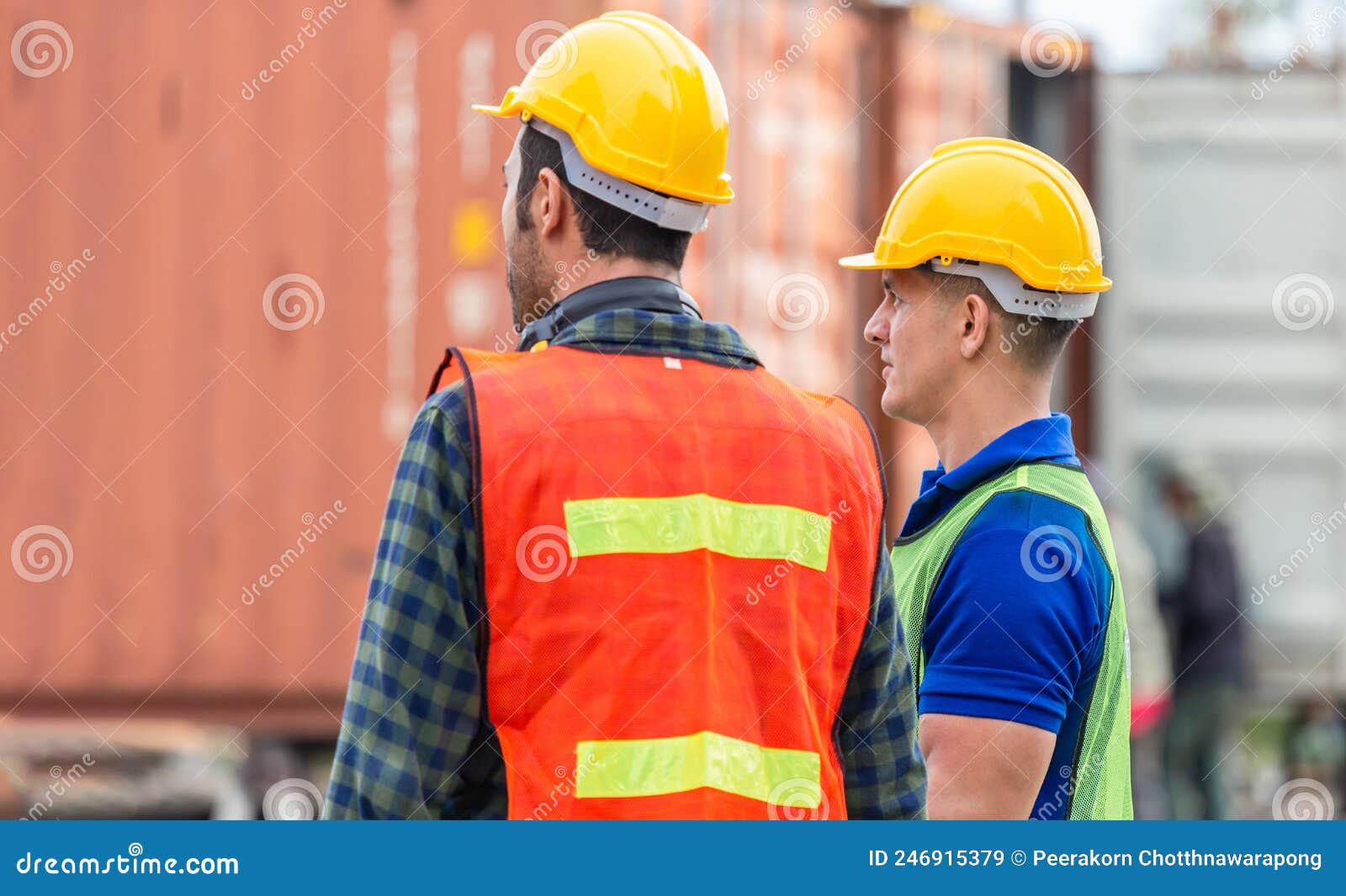 Supervisor and Foreman Worker Team in the Container Yard, Industrial ...