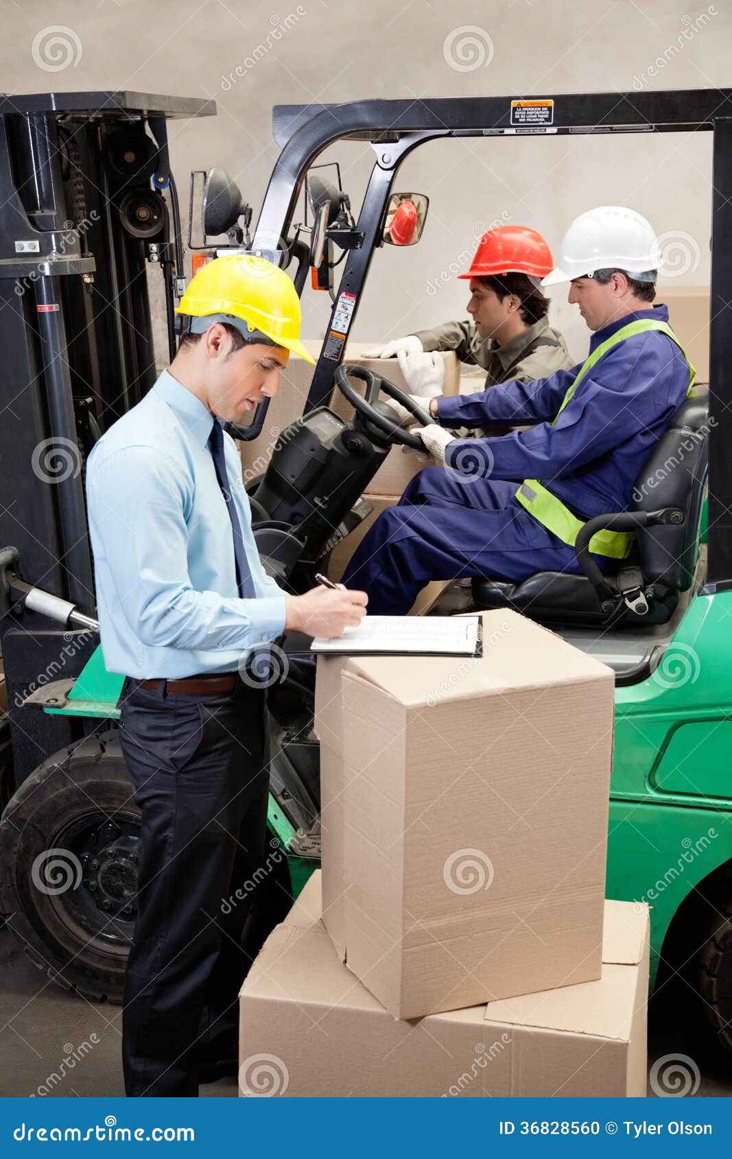 Supervisor with Foremen Working at Warehouse Stock Photo - Image of ...