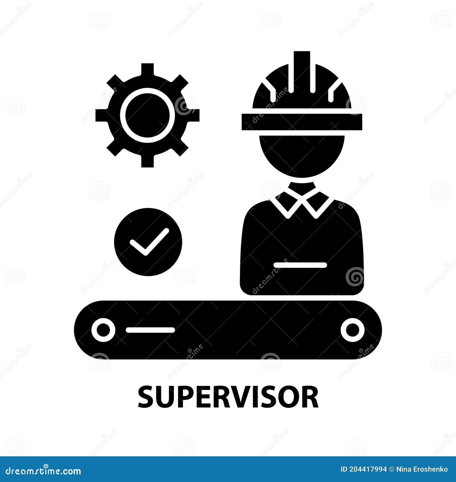 Supervisor Icon, Black Vector Sign with Editable Strokes, Concept ...