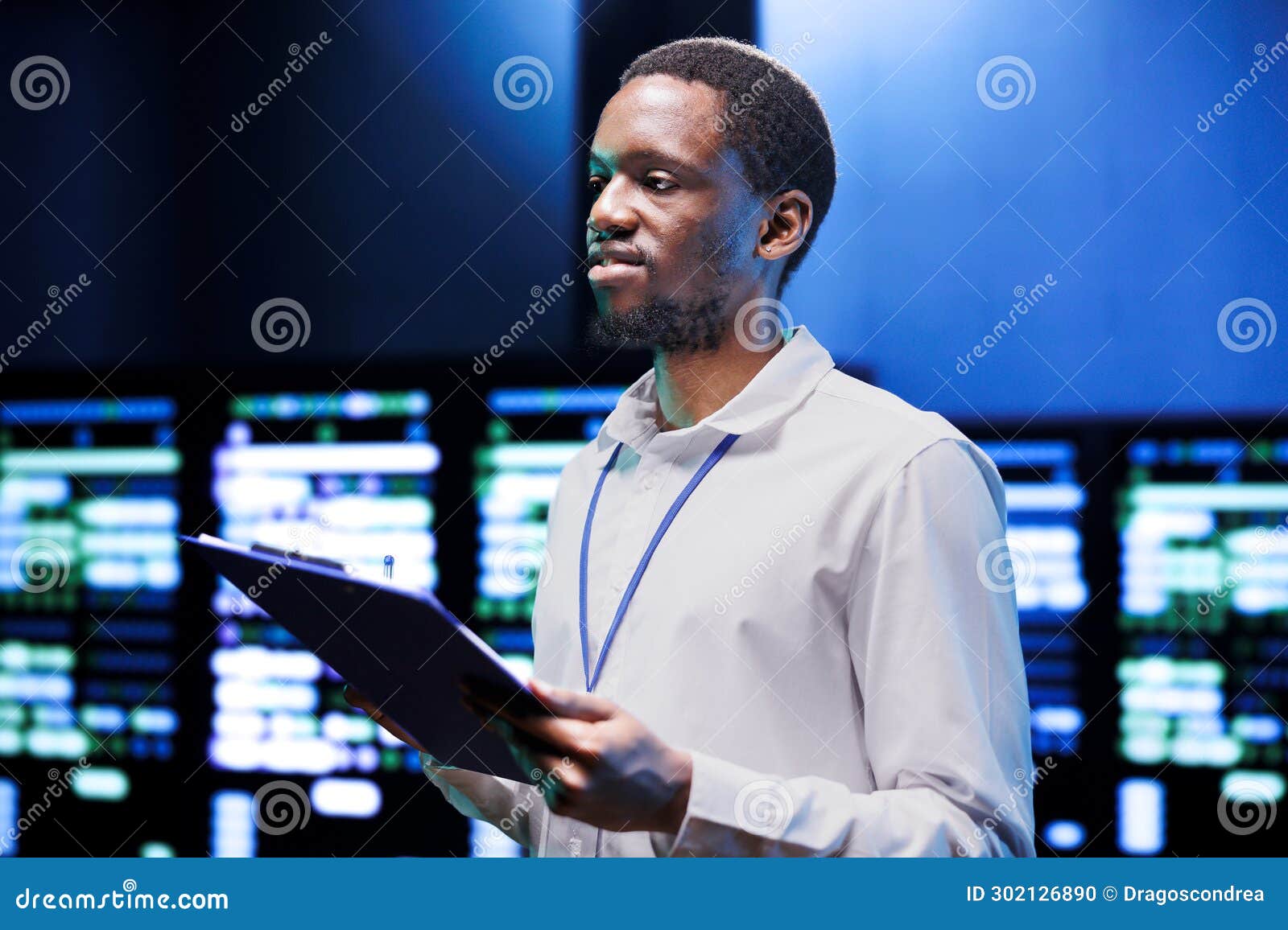 Supervisor Inspects Server Room Stock Photo - Image of storage, network ...