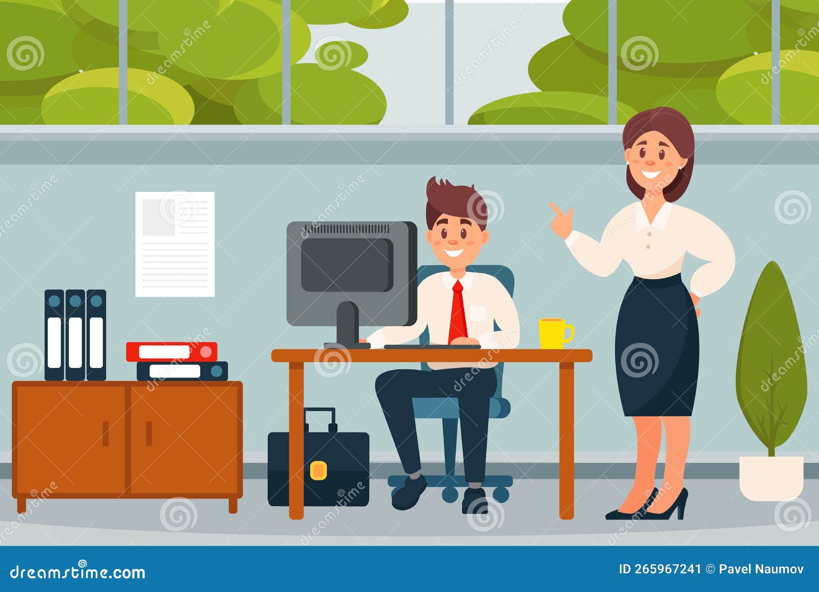 A Supervisor Is Checking The Workers At The Fire Assembly Point Vector ...