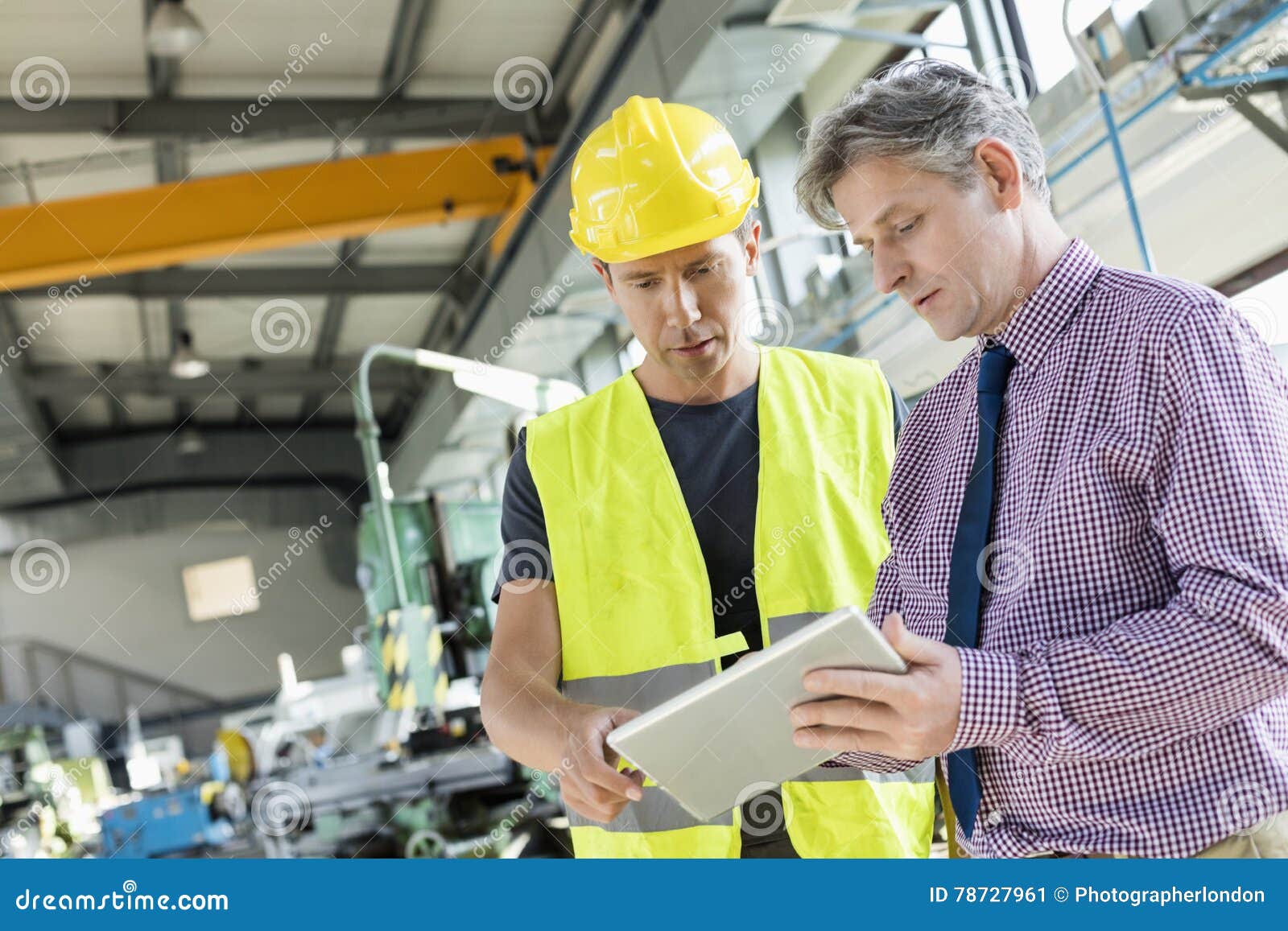 Supervisor and Manual Worker Using Digital Tablet in Metal Industry ...