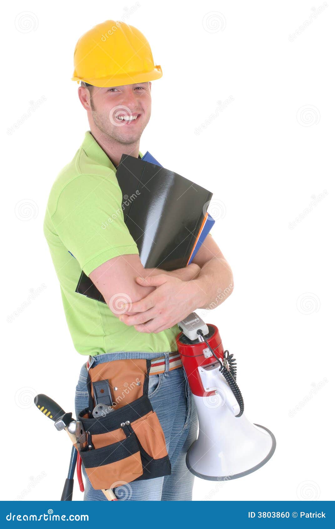 Supervisor with megaphone stock photo. Image of boss, belt - 3803860