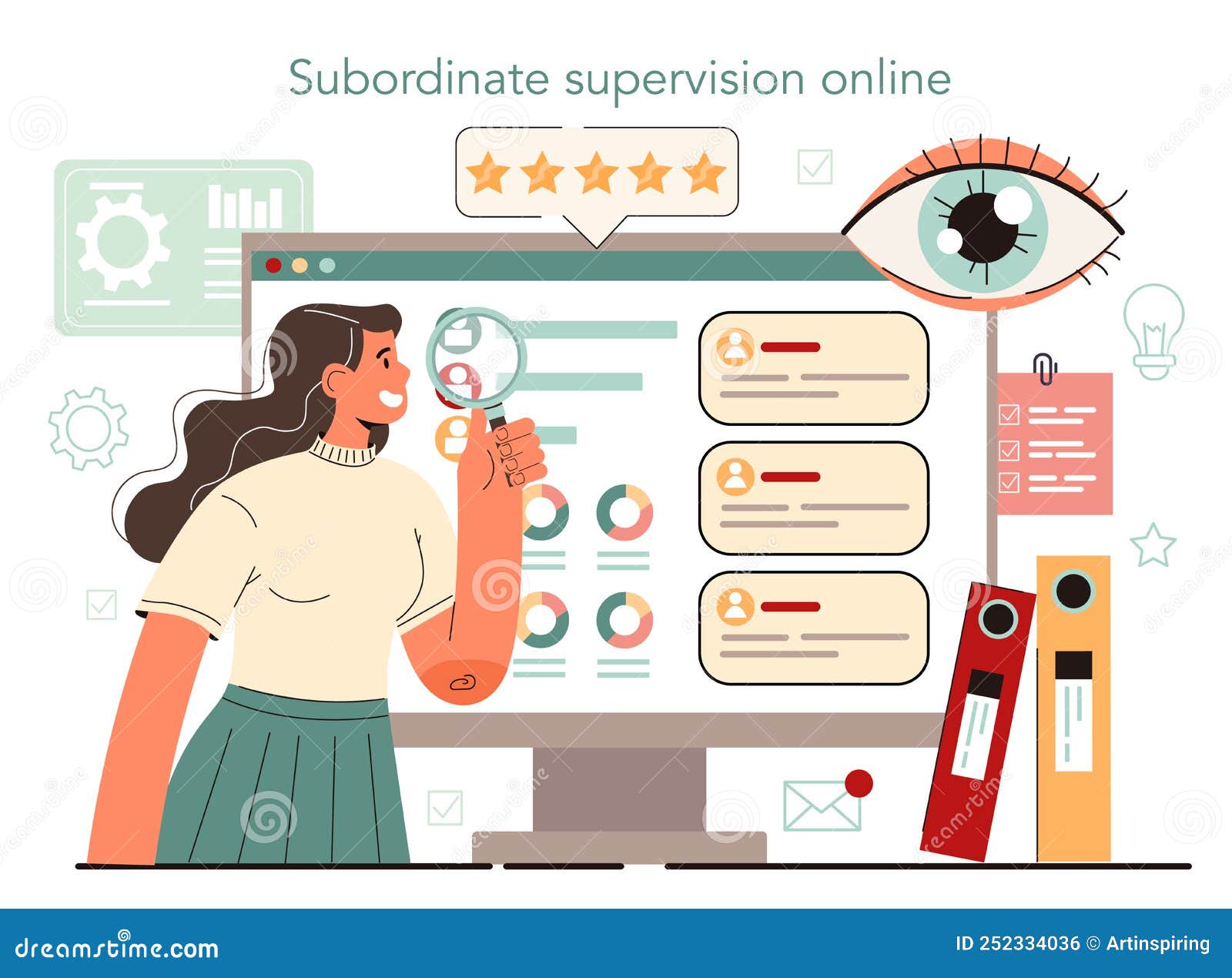 Supervisor Online Service or Platform. Manager Guiding Employees Stock ...