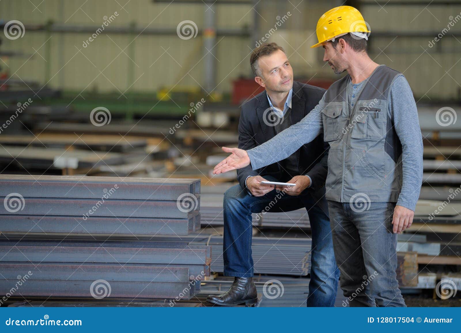 Supervisor and Production Worker Talking Stock Photo - Image of talking ...