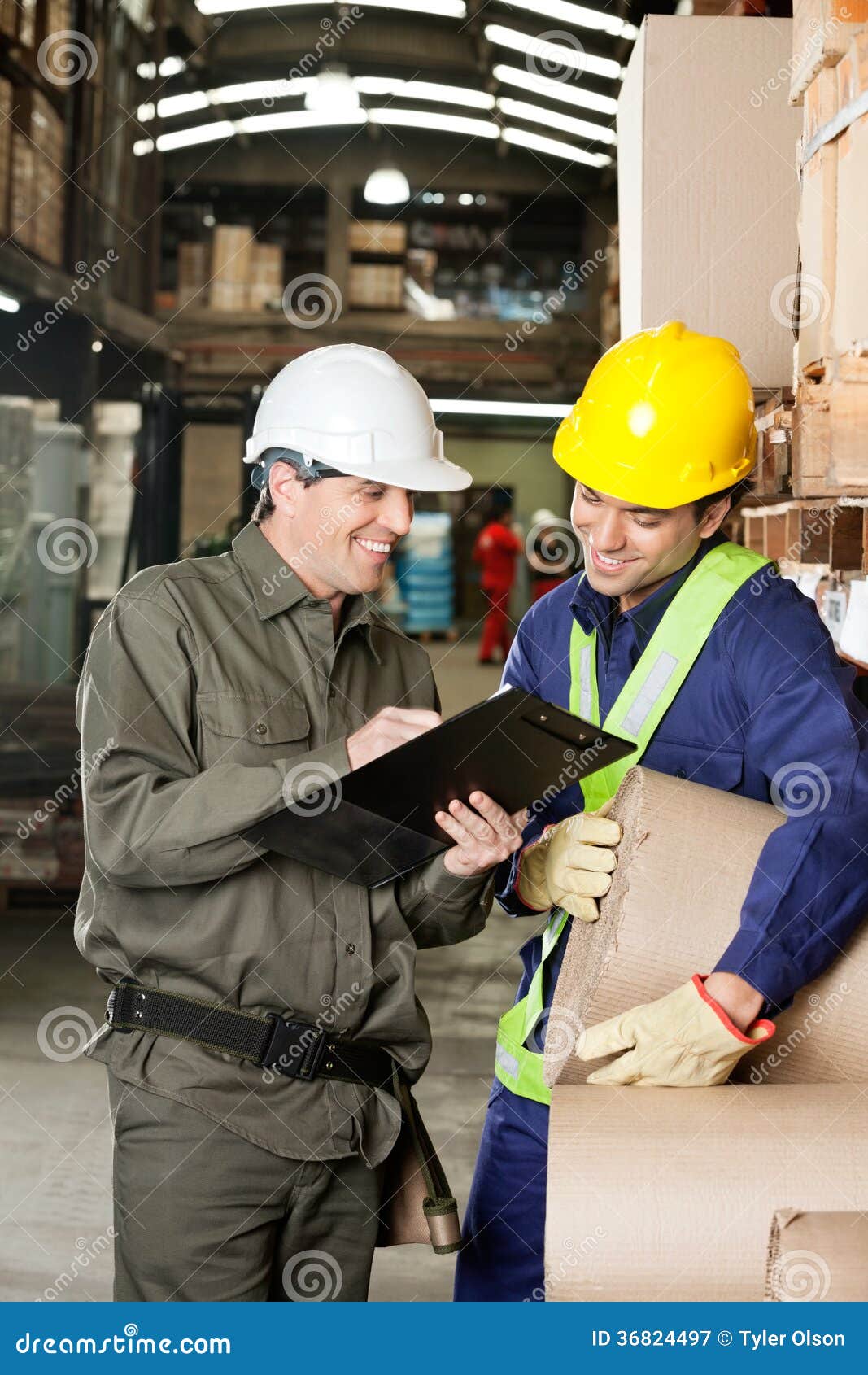 Supervisor Showing Clipboard To Foreman Stock Image - Image of freight ...