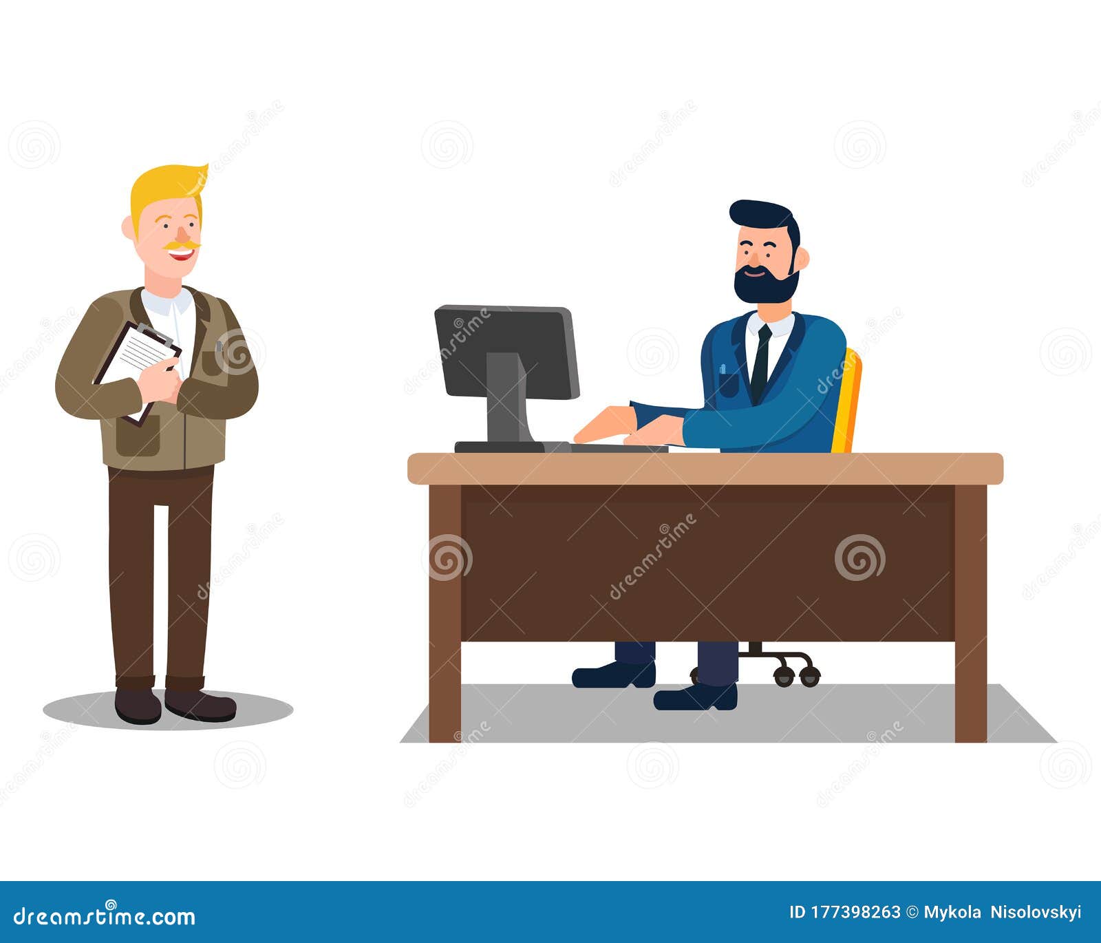 Supervisor and Subordinate Communicate in Office. Stock Vector ...