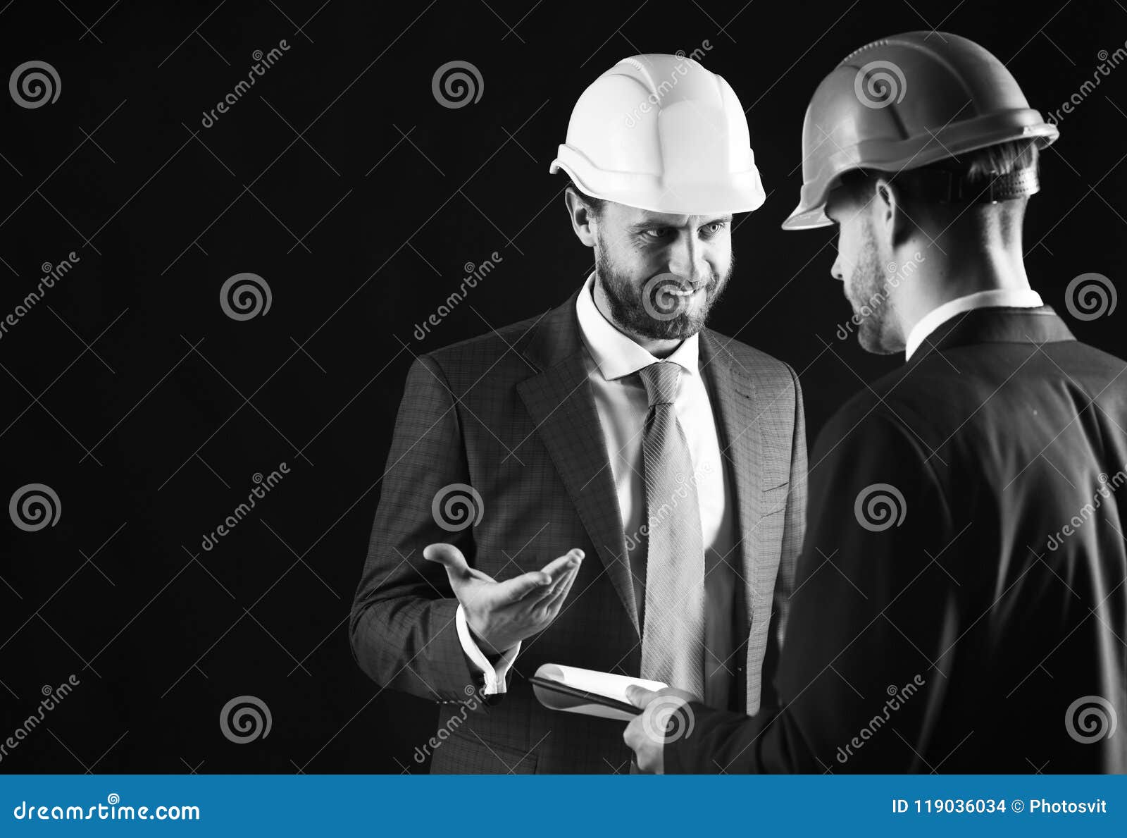 Supervisor and Technician in Helmets. Stock Photo - Image of control ...