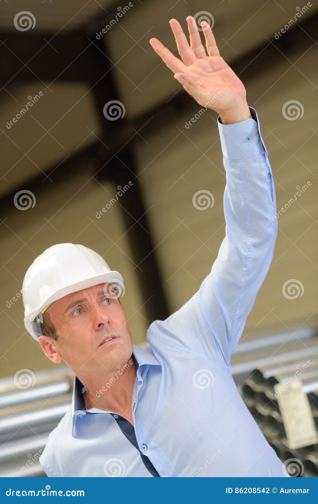Supervisor Waving in Warehouse Stock Photo - Image of occupation ...