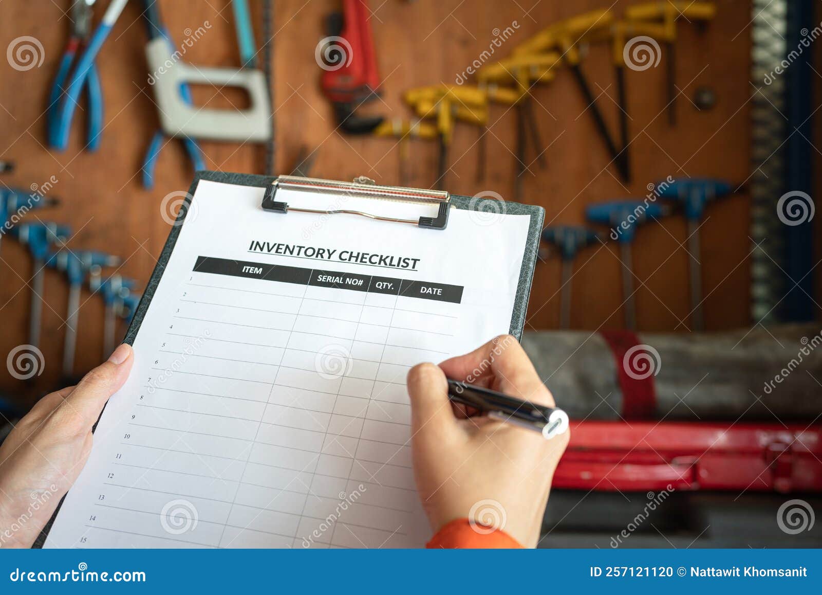Perform Inventory Checklist in Factory Warehouse. Stock Photo - Image ...
