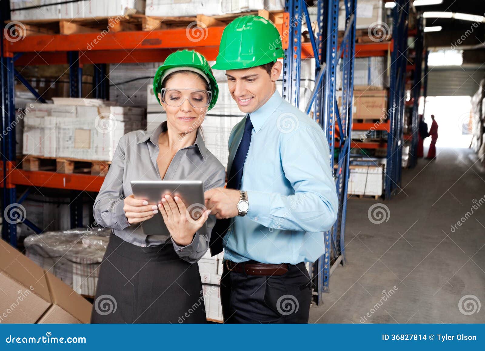 Supervisors Using Digital Tablet at Warehouse Stock Photo - Image of ...