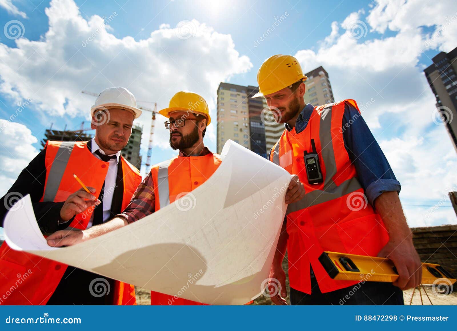 Supervisors at work stock photo. Image of blueprint, team - 88472298