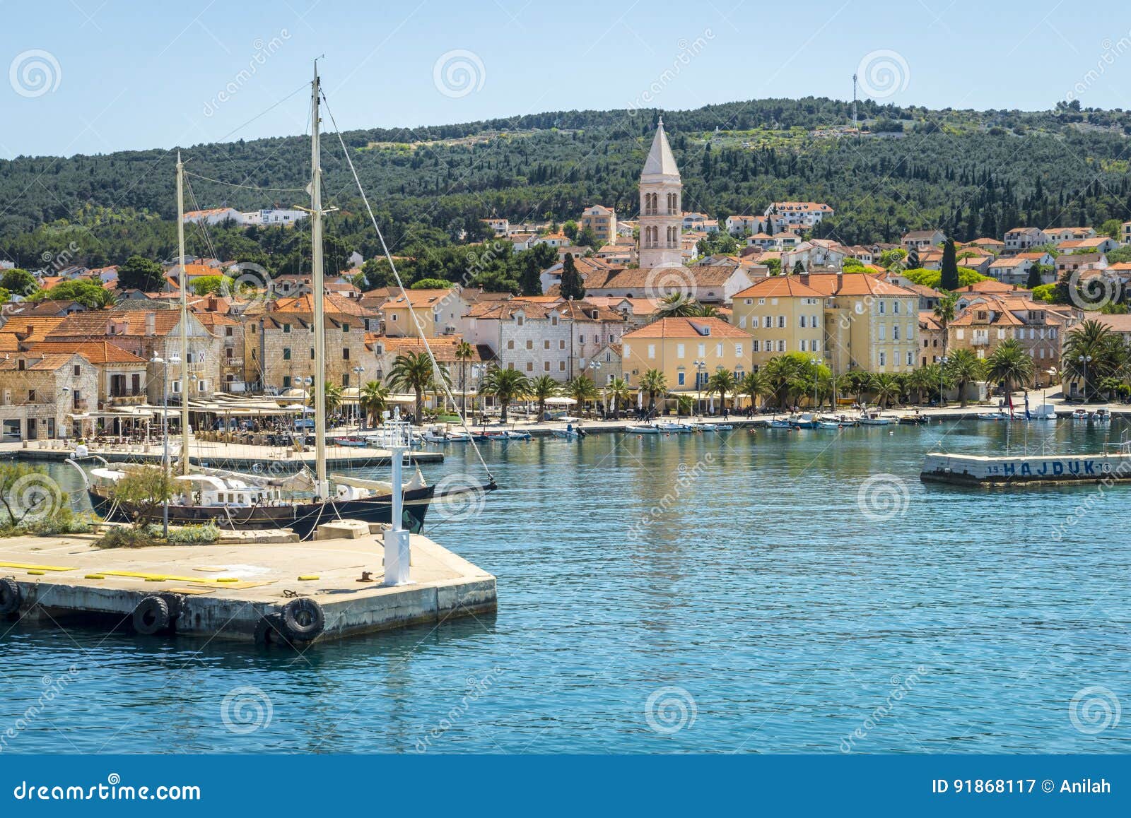 Supetar Town, Brac Island, Croatia Stock Image - Image of adriatic ...