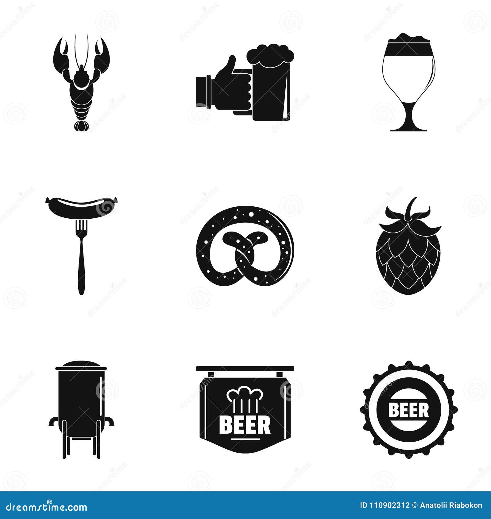 Supper Icons Set, Simple Style Stock Vector - Illustration of food ...