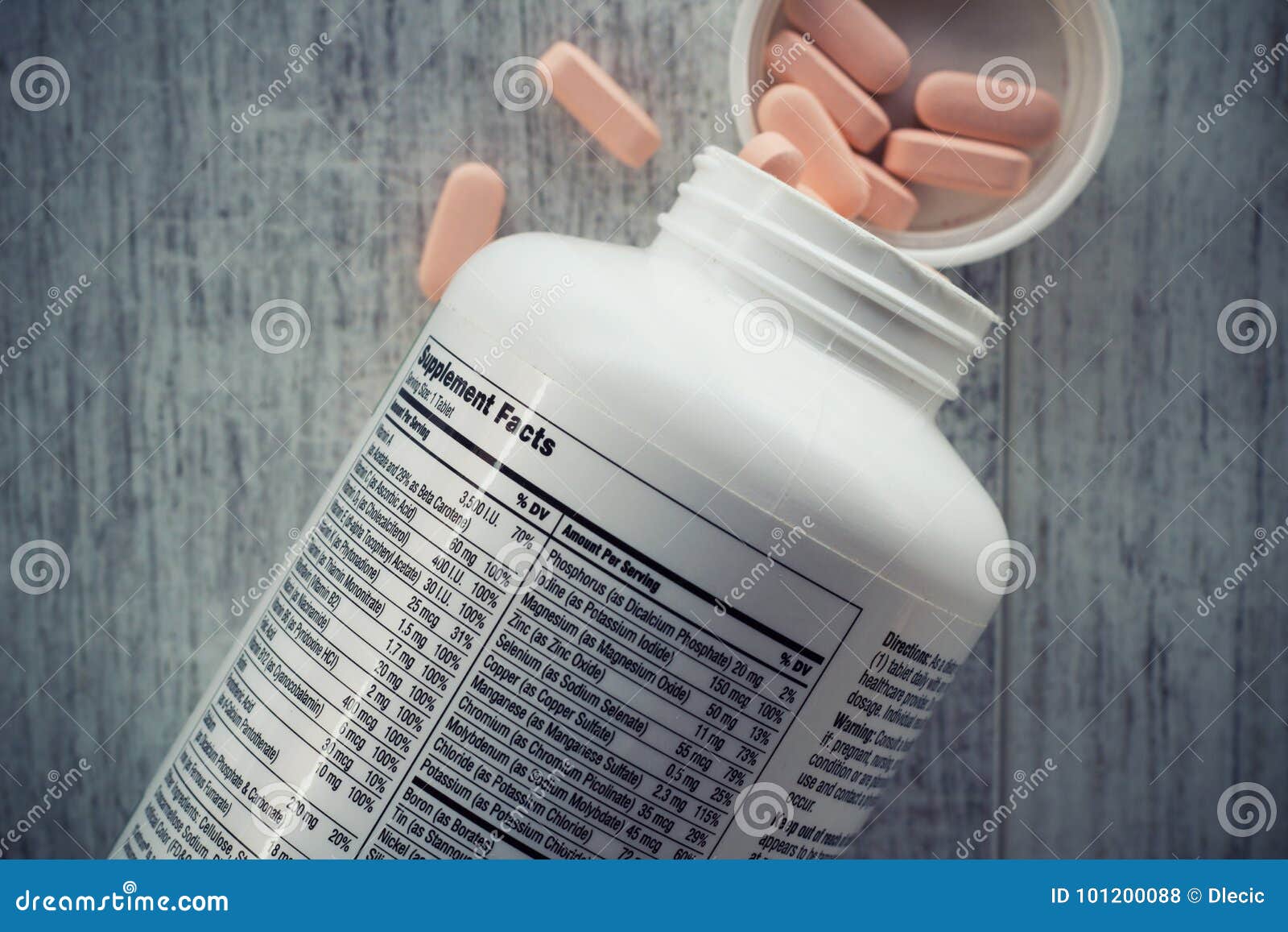 Closeup of a Bottle of Vitamins Stock Photo - Image of compounds ...