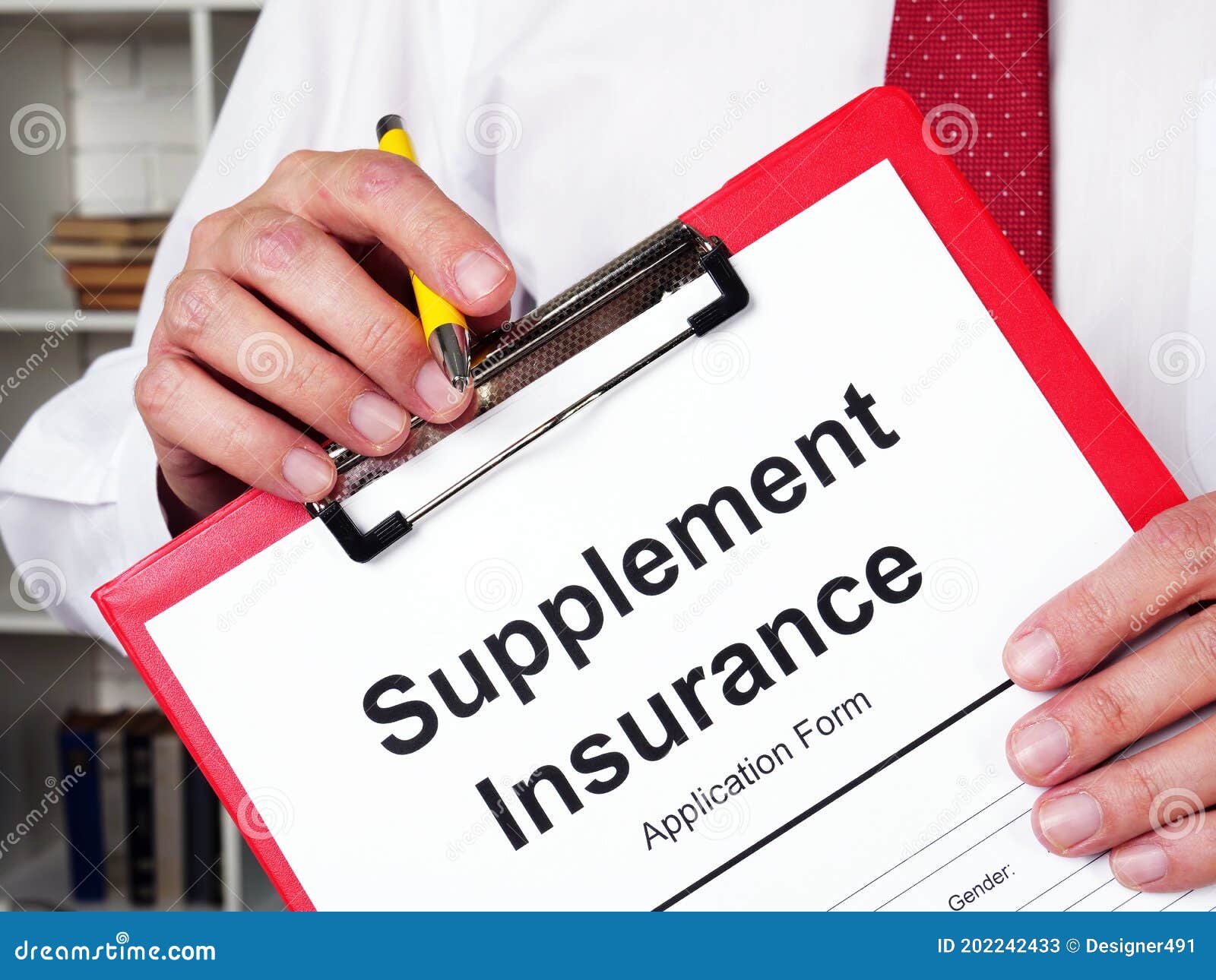 Supplement Insurance Form and Insurer with Pen. Stock Image - Image of ...