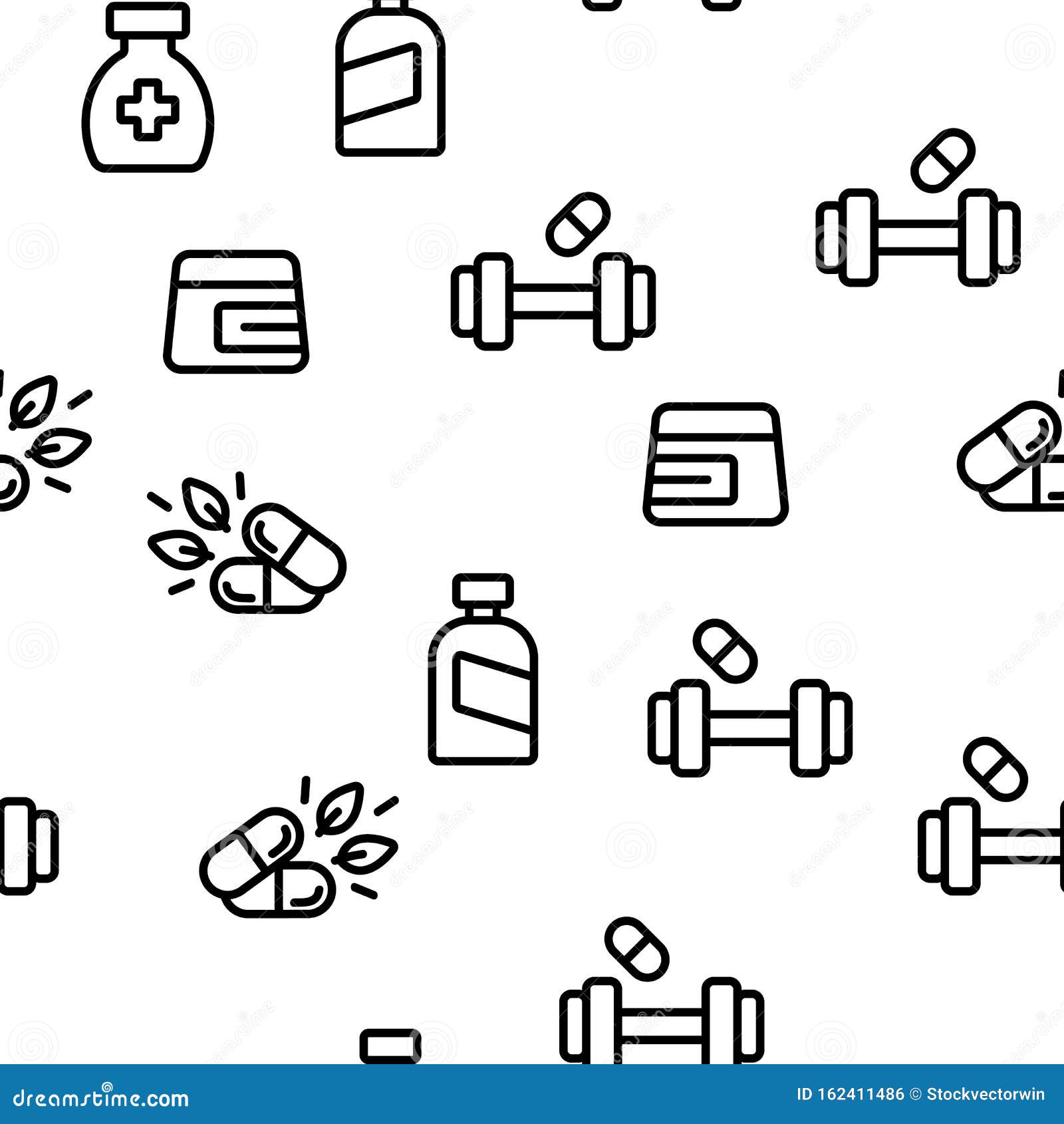 Supplements Vector Seamless Pattern Stock Vector - Illustration of ...