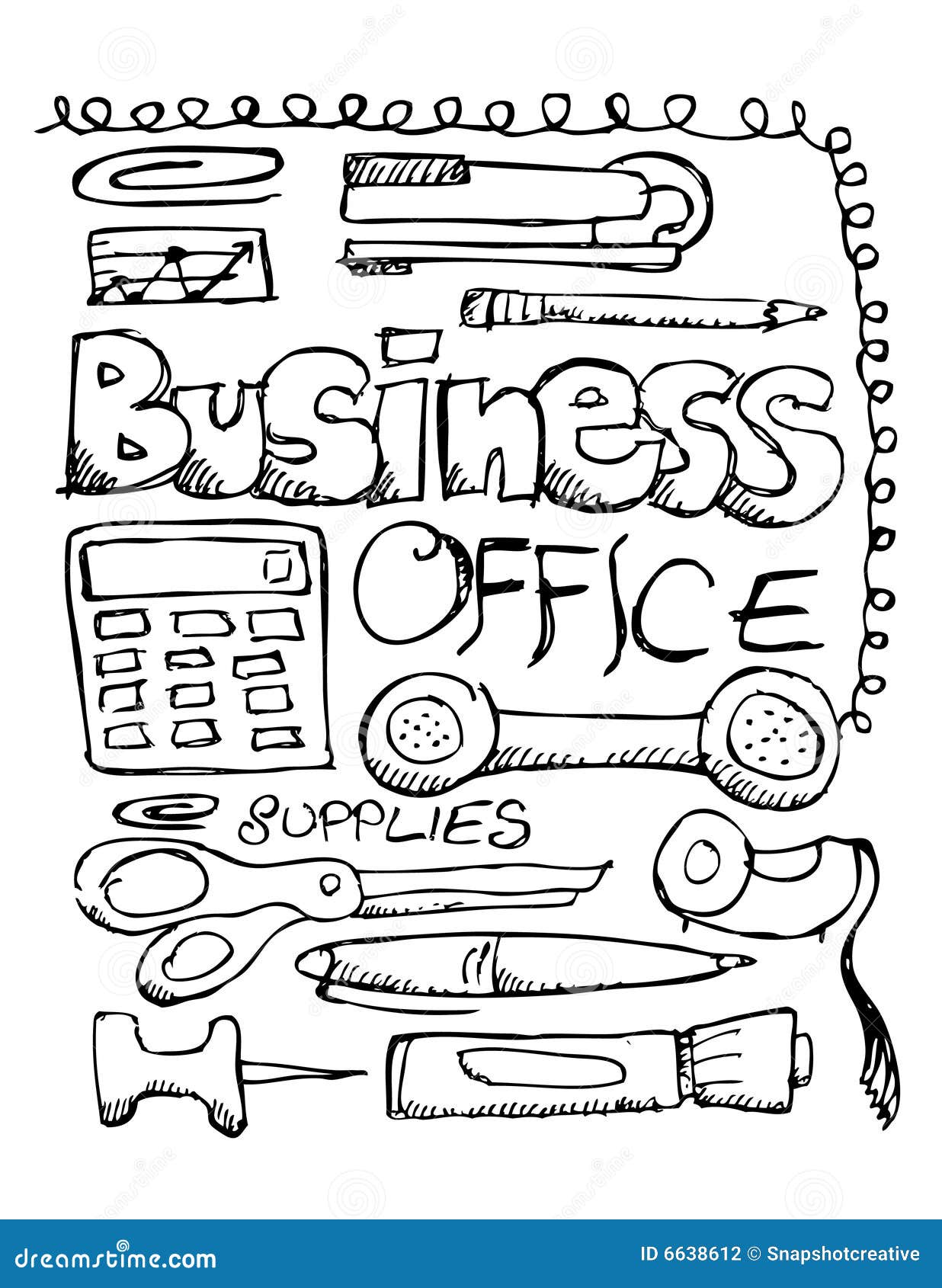 Supplies Scribble stock vector. Illustration of text, stapler - 6638612