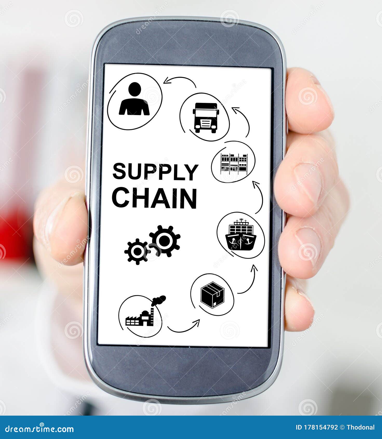 Supply Chain Concept on a Smartphone Stock Photo - Image of network ...