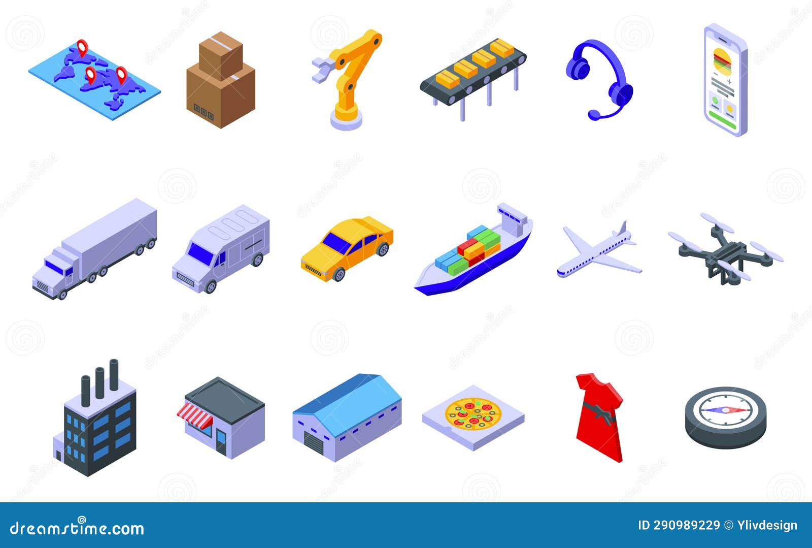 Supply Chain Icons Set Isometric Vector. Plan Process Stock Vector ...