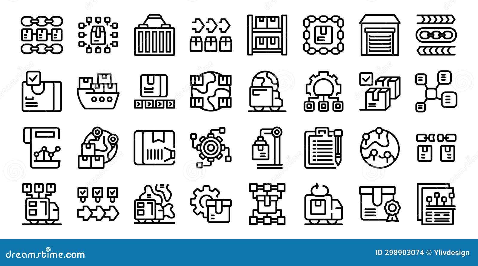 Supply Chain Icons Set Outline Vector. Plan Product Process Stock ...