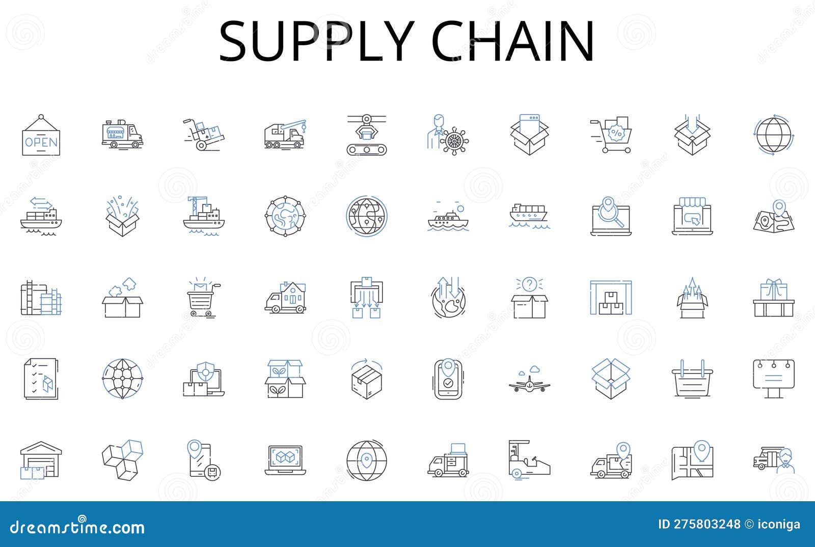 Supply Chain Line Icons Collection. Construction, Architecture ...