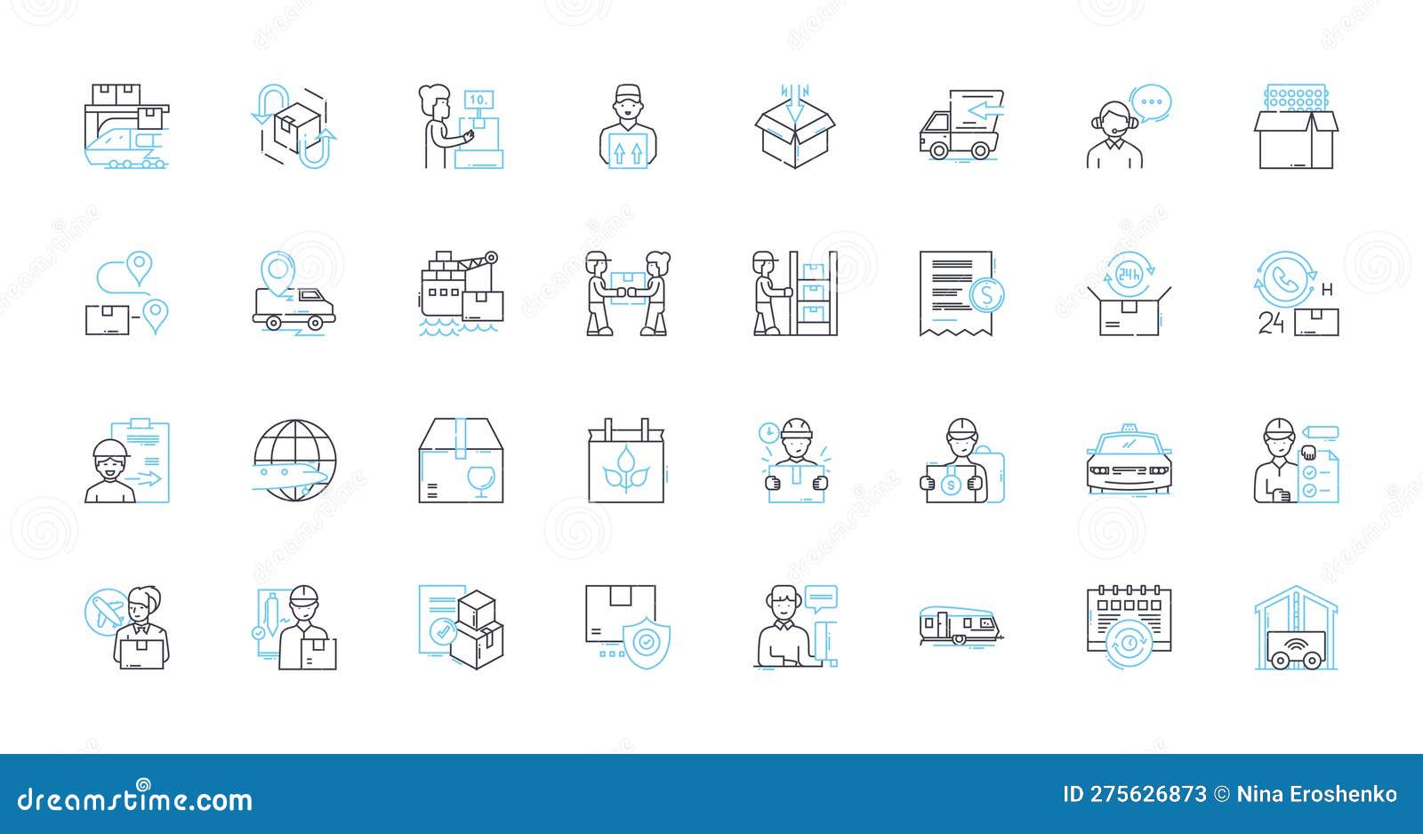 Supply Chain Management Linear Icons Set. Logistics, Efficiency ...