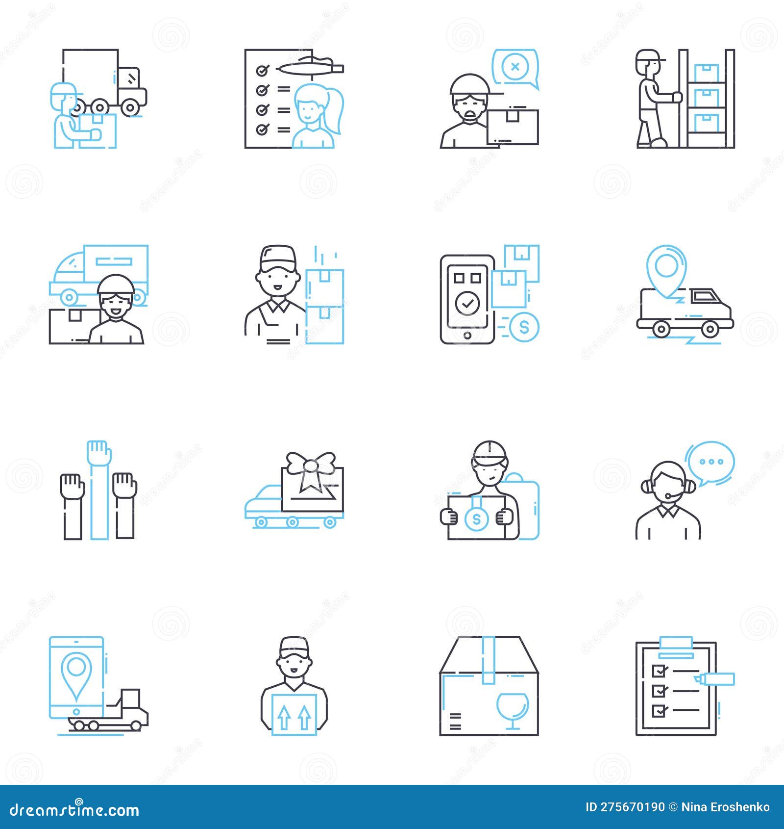 Supply Chain Management Linear Icons Set. Logistics, Efficiency ...