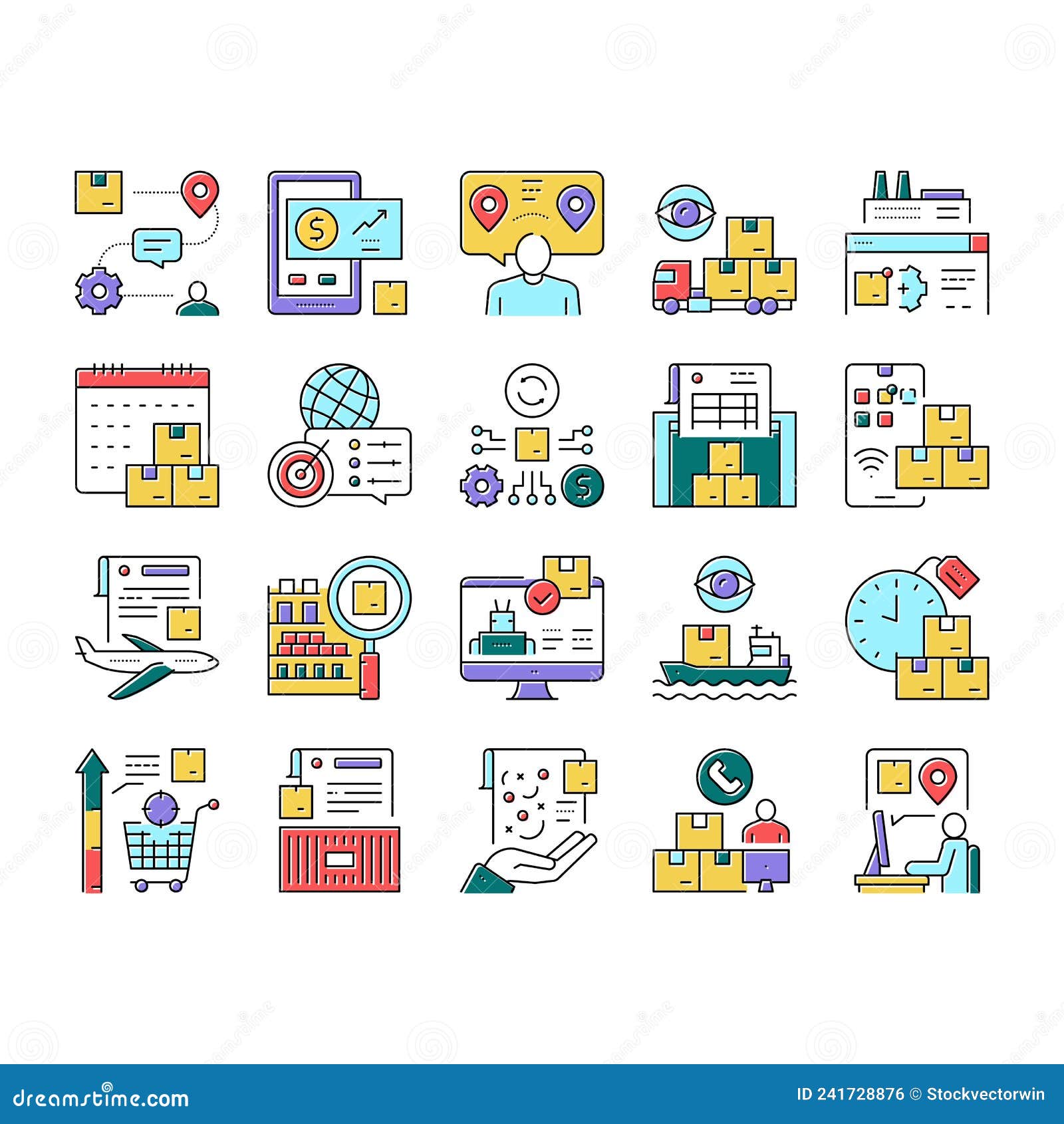 Supply Chain Management System Icons Set Vector . Stock Vector ...