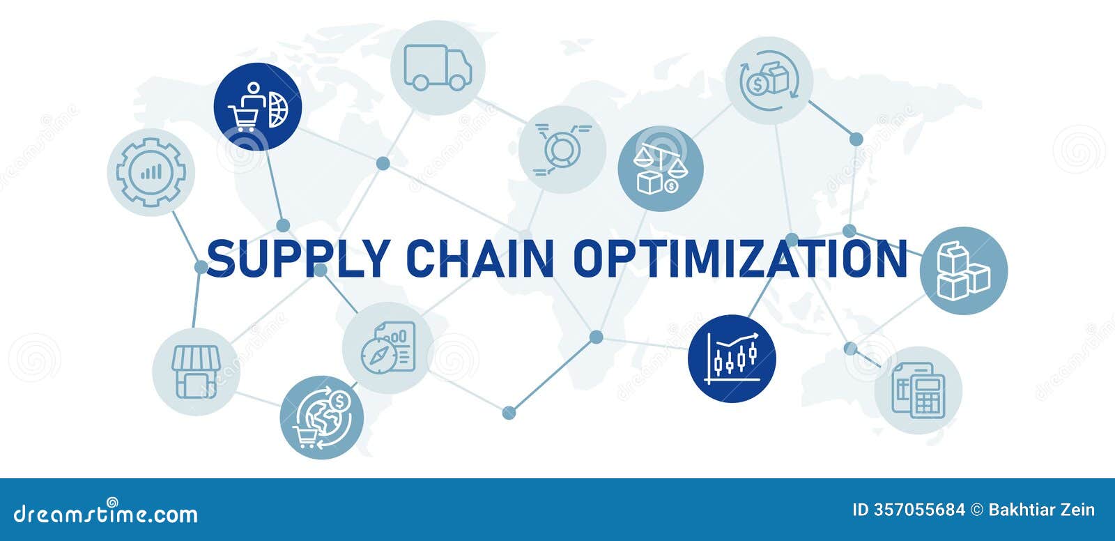 Supply Chain Optimization Icon Set Distribution Strategy Control ...