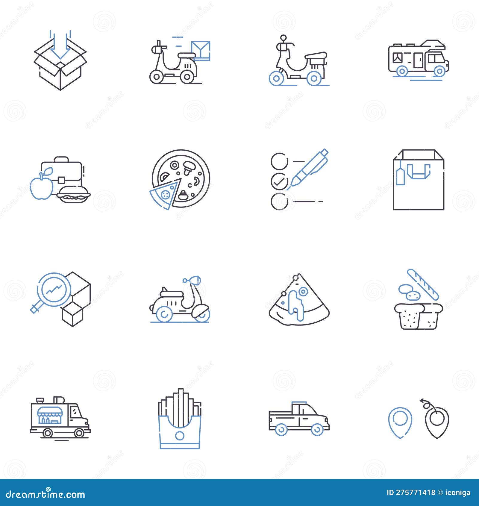Supply Chain Optimization Line Icons Collection. Efficiency ...