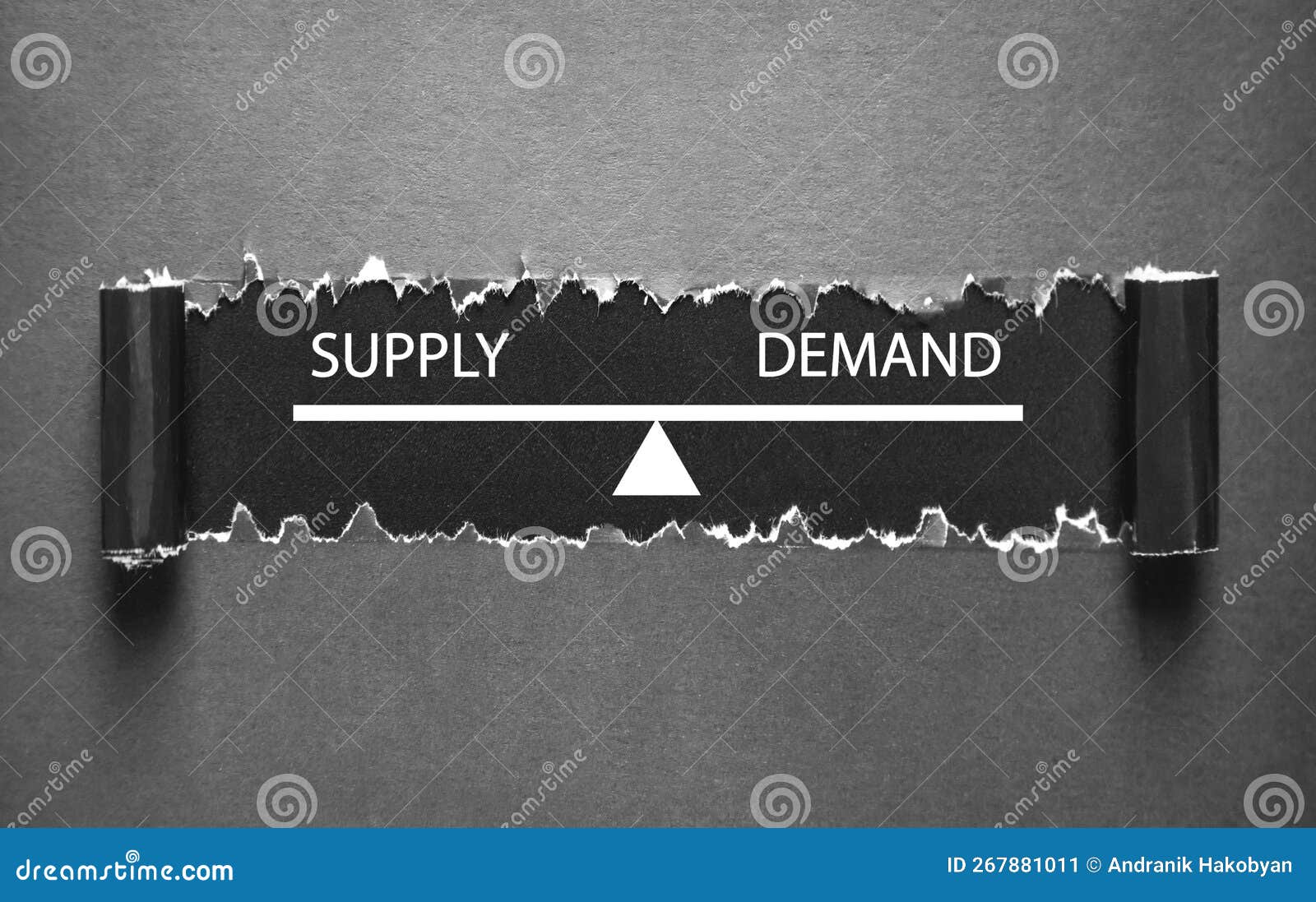 Supply and Demand Balance Scales on Torn Paper Stock Image - Image of ...
