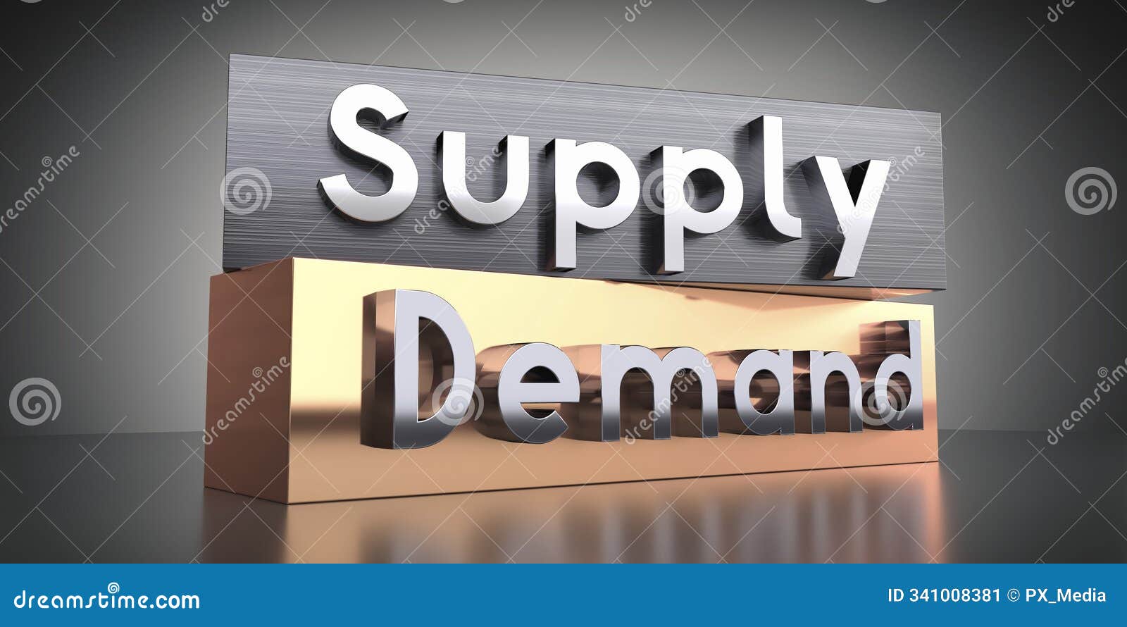 Supply, Demand - Words on Metal Blocks Stock Illustration ...