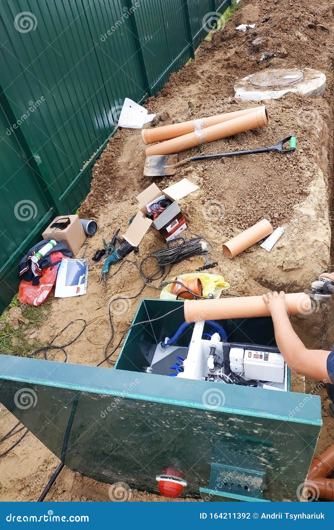 Supply of Electricity To the Installed Sump for Sewage Stock Photo ...