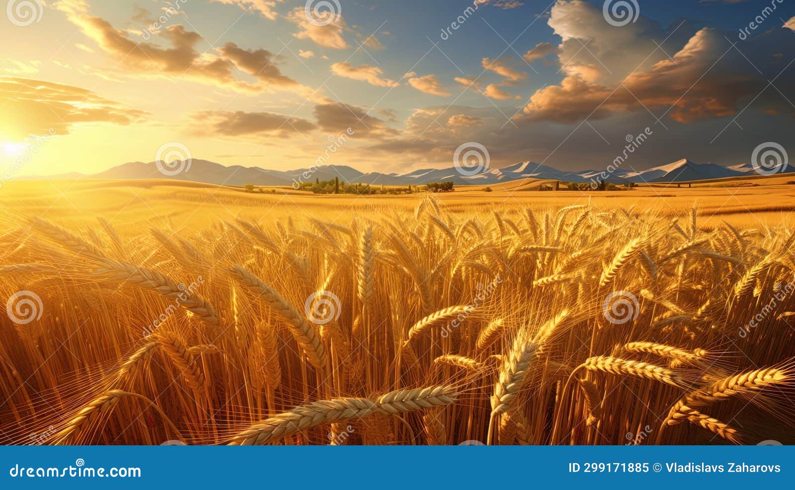 Supply Fields of Gold Wheat Fields at Sunset Stock Illustration ...