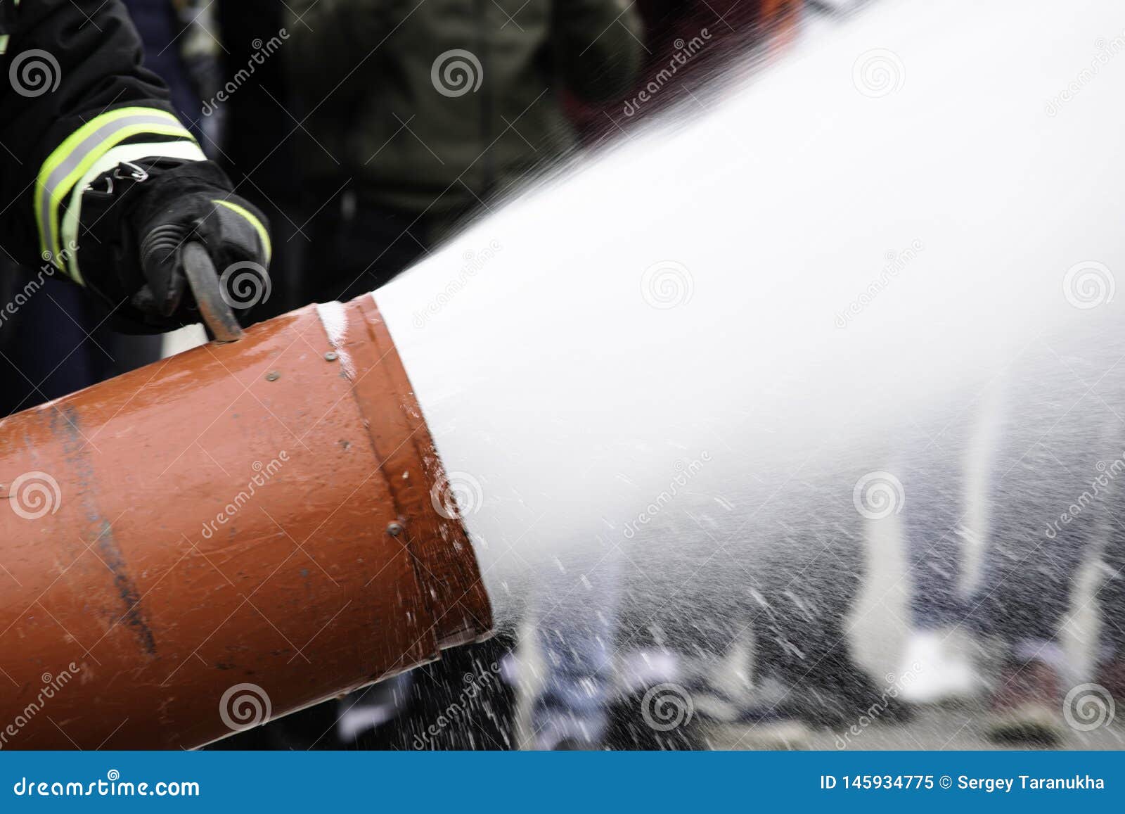 Supply of Foam from a Foam Generator, Fire Extinguishing Foam Flies ...