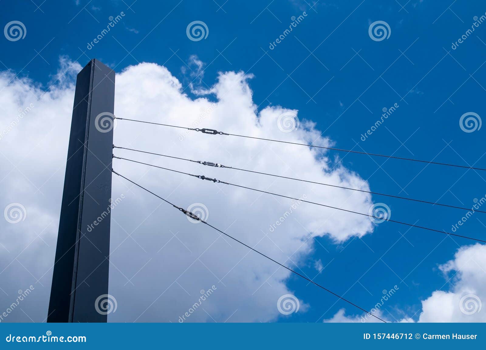 Supply Lines for Tramway Fixed at Metal Post Stock Photo - Image of ...