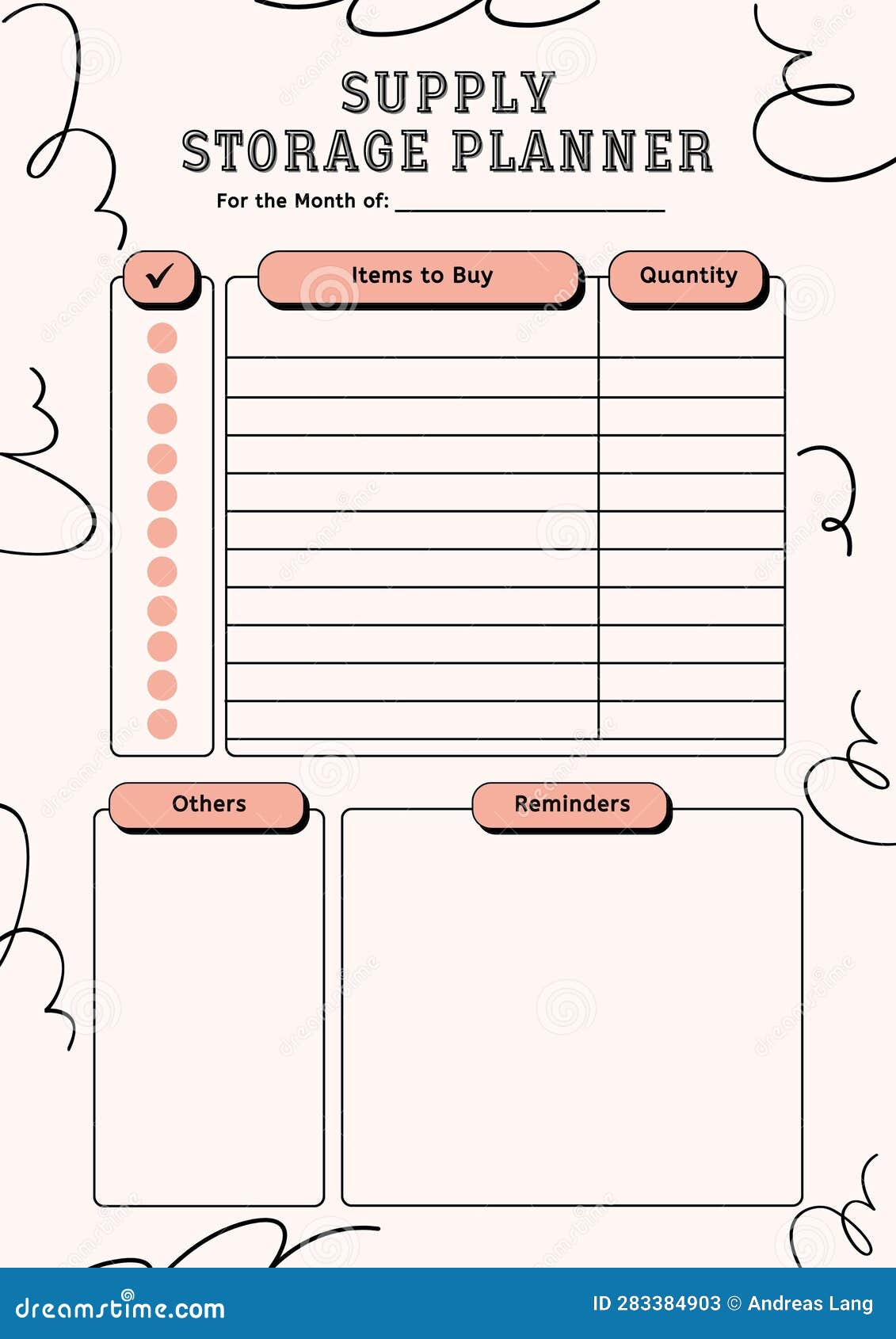 Supply Storage Planner Digital Planning Insert Sheet Printable Page ...